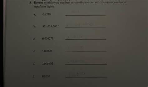 solved rewrite the following numbers in scientific notation