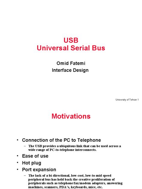 usb universal serial bus omid fatemi interface design pdf usb