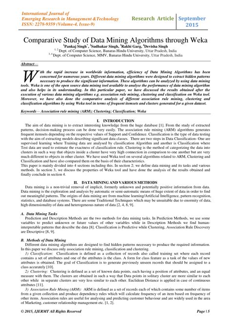 PDF Comparative Study Of Data Mining Algorithms Through Weka