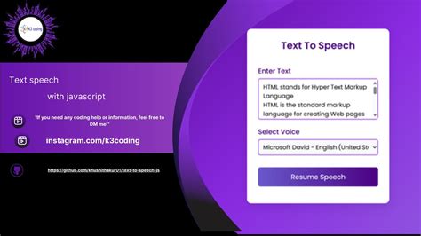 Text to Speech in JavaScript | Convert Text into Voice | HTML, CSS & JS ...