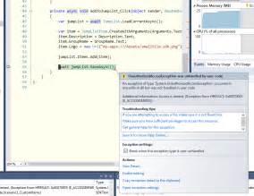 Uwp Jump List Exception Stack Overflow