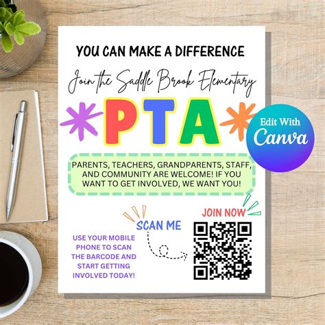 Colorful Join The Pto Flyer Pta Information Pta Flyer Editable Printable Informational