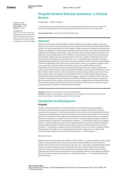 Pdf Propofol Related Infusion Syndrome A Clinical Review Pdf Propofol Related Infusion Syndrome A Clinical Review