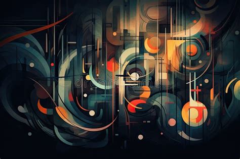 Symphony Of Abstract Shapes And Lines On A Dark Background Creating A Mesmerizing Visual