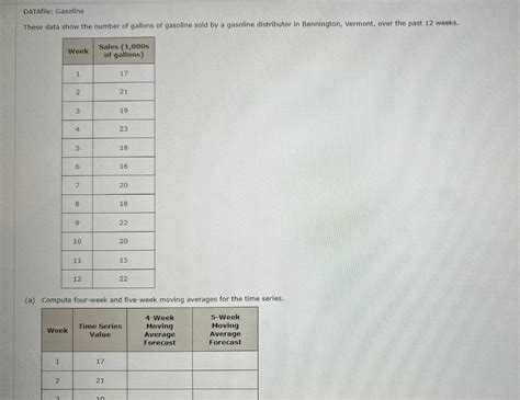 Solved Datafile Gasoline These Data Show The Number Of
