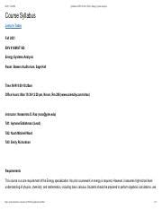 Energy System Analysis Course Overview Objectives Course Hero