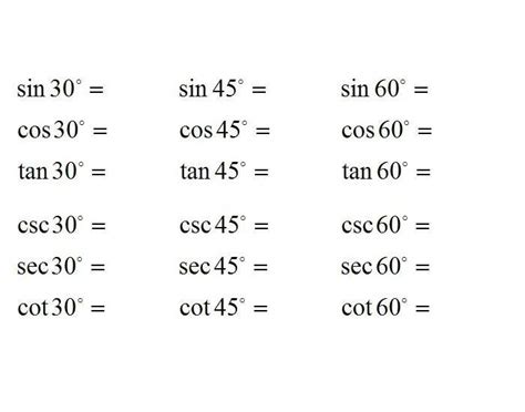 What Are Famous Angles 30 45 60