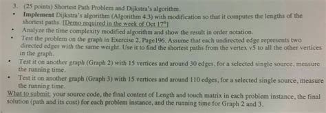 solved 3 25 points shortest path problem and dijkstra s