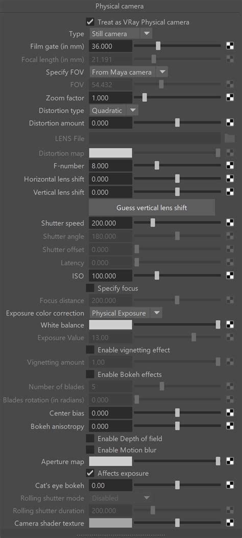 physical camera attributes v ray for maya global site