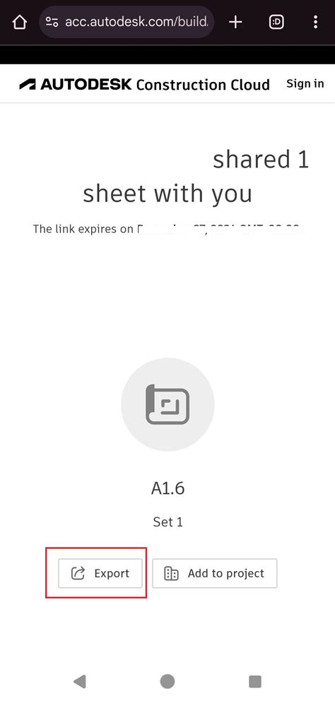 Unable To Export Sheets And Save On Device In ACC Mobile Application