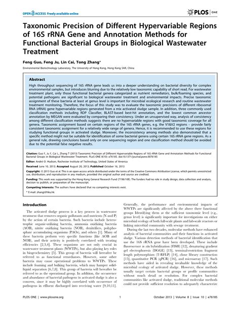 Taxonomic Precision Of Different Hypervariable Regions Of 16s Rrna Gene And Annotation Methods