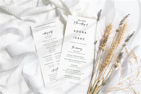 Formal Wedding Program Template Minimalist Wedding Ceremony Program Template Modern Script