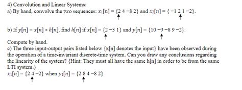 Solved Convolution And Linear Systems A By Hand Chegg