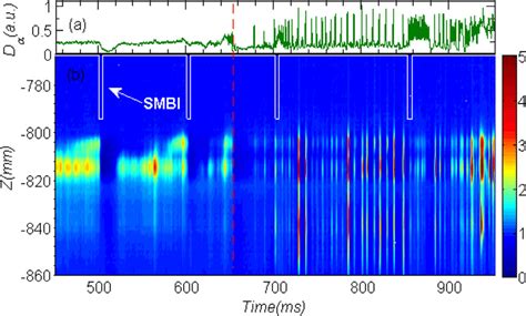 Time Evolutions Of D α Emissiona Divertor Heat Flux Profile And Smbi