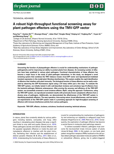 Pdf A Robust High Throughput Functional Screening Assay For Plant