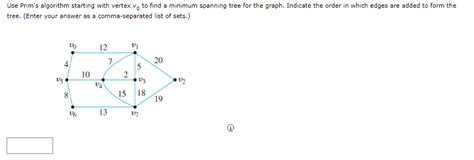 solved use prim s algorithm starting with vertex v0 to find