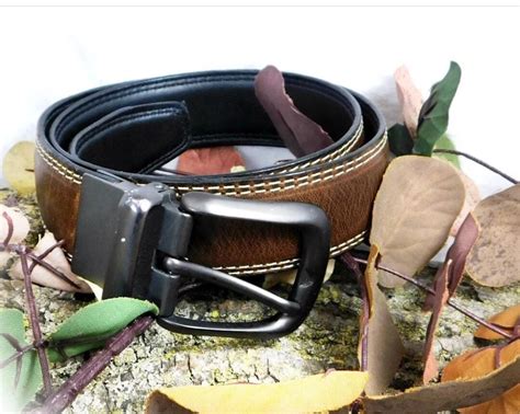 Reversible Buckle Belt Black Brown Leather Belt Unisex Belt Black