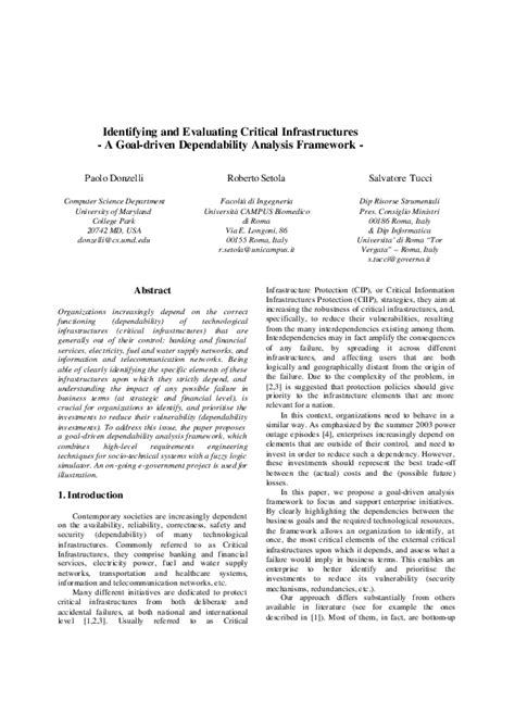 pdf identifying and evaluating critical infrastructures a goal driven