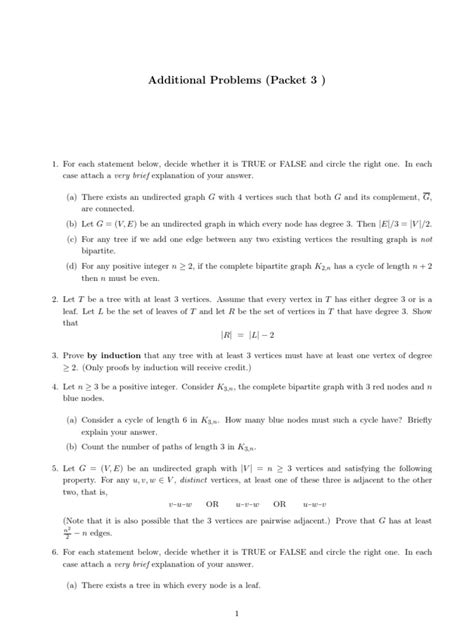 Final Review Problems Pdf Vertex Graph Theory Mathematics