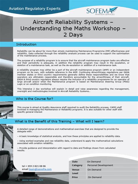 Aircraft Reliability Systems Understanding The Maths Workshop 2 Days