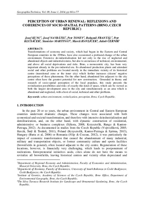 Pdf Perception Of Urban Renewal Reflexions And Coherences Of Socio Spatial Patterns Brno