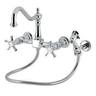 Kingston Brass Essex Double Handle Wall Mount Pre Rinse Bridge Kitchen