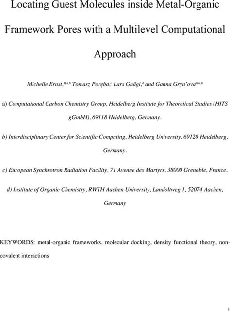 Locating Guest Molecules Inside Metal Organic Framework Pores With A Multilevel Computational