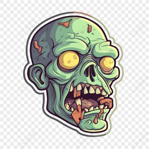 만화 좀비 머리 스티커 클립 아트 벡터상표 Png 일러스트 무료 다운로드 Lovepik