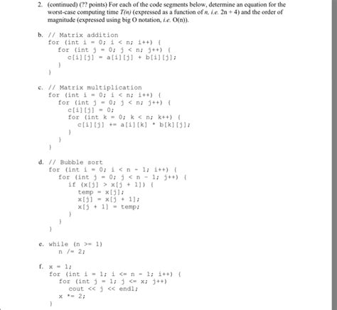 Solved For Each Of The Code Segments Below Determine An