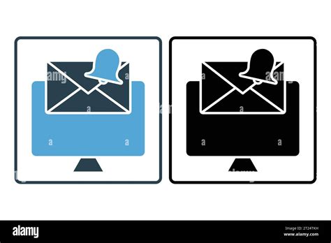 Mail Notification Icon Computer With Bell And Exclamation Mark Icon