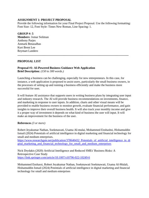 Assignment 1 Project Proposal Pdf