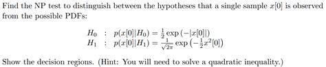 Solved Find The Np Test To Distinguish Between The