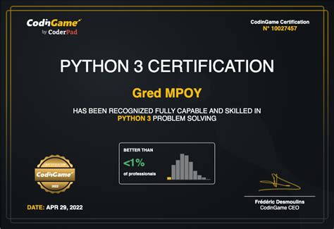 Codingame Certification