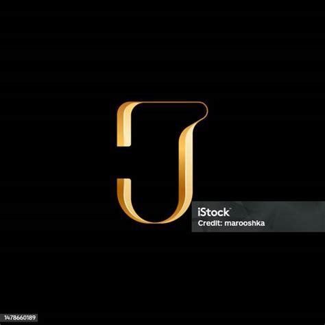 3d 라틴 문자 J 세리프 알파벳 로고 타입 청첩장 또는 패션 또는 향수 디자인 벡터 일러스트 레이 션 10eps에 완벽한 아름답고 우아한 황금 글꼴 클래식 3차원 형태에