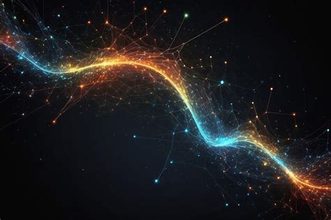 Premium Photo Glowing Particle Data Flowing In The Network On A Dark Background