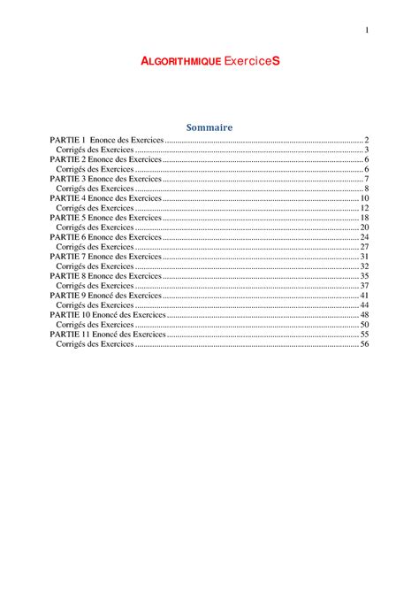 Examens En Informatique 7 Algorithmique Exercices Partie 1 Enonce Des Exercices Sommaire