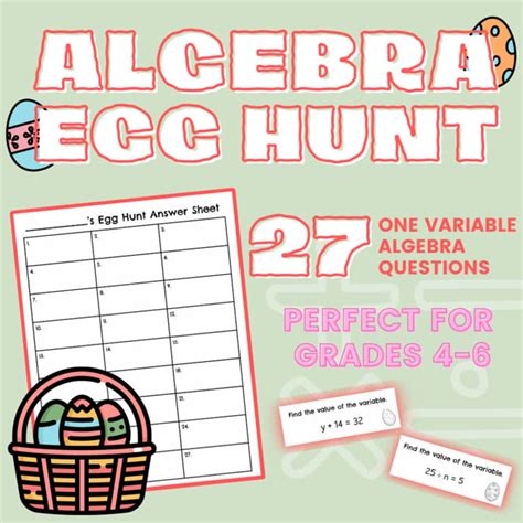 Algebra Egg Hunt 27 One Variable Algebra Questions By Interactivedesigntpt