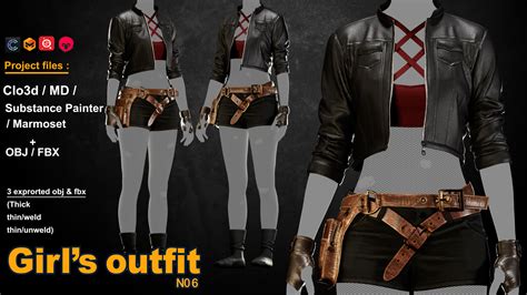 artstation girl s outfit marvelous designer clo3d substance