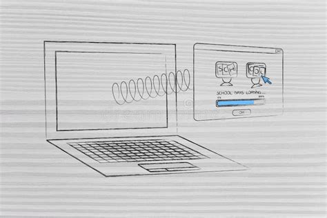 Laptop With Pop Up Message On Spring With School Loading Icon An Stock Illustration