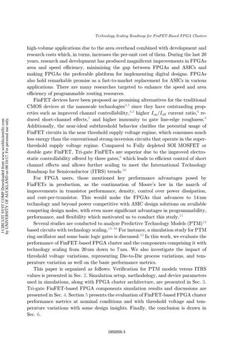 pdf technology scaling roadmap for finfet based fpga clusters