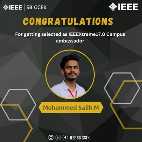 ieee sb gcek on linkedin congratulations to mohammed salih for being