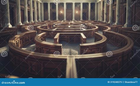 Empty Grand Circular Library Interior Stock Illustration Illustration