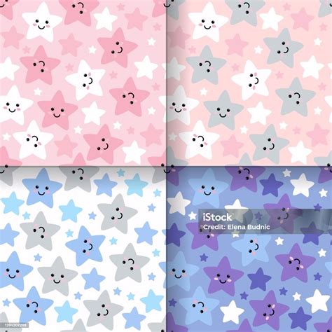 이음새가 없는 파스텔 스타 패턴 벡터 일러스트 레이 션 핑크 그레이 블루 바이올렛 귀여운에 대한 스톡 벡터 아트 및 기타 이미지 귀여운 꿈같은 디자인 Istock