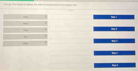 solved arrange from lowest to highest the order of measurements for