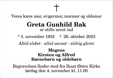 Dødsannonce For Greta Gunhild Nordjyske Dk