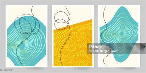60 년대 아트 캔버스 기하학적 모양과 선의 집합입니다 모조 수채화 페인팅 텍스처 브로셔 디자인 1960 년대 스타일 미니멀 한