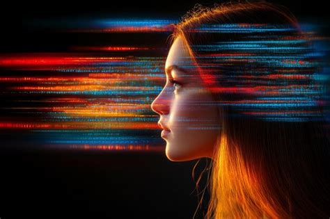 Woman With A Digital Brain Interface Illustrating The Integration Of Human Intelligence With