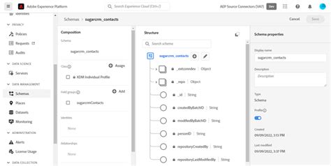 create a sugarcrm accounts and contacts source connection in the ui
