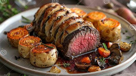 Chateaubriand Wellington With Beef Tenderloin In Puff Pastry Mushroom