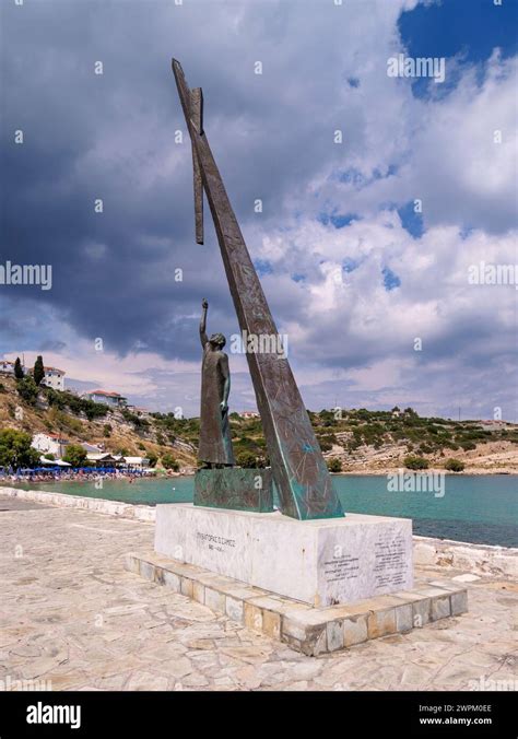 Statue Of Pythagoras Port Of Pythagoreio Samos Island North Aegean Greek Islands Greece